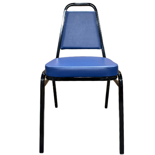 Standard Stack Chair Blue Vinyl Black Frame | Session Fixture Company