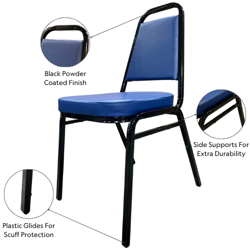 Standard Stack Chair Blue Vinyl Black Frame | Session Fixture Company